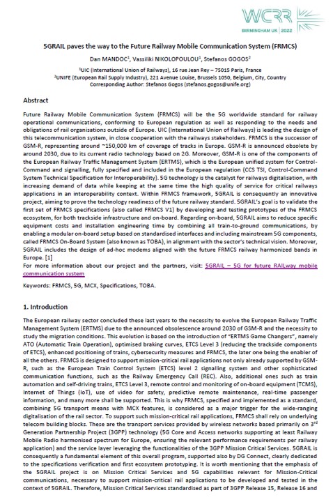 Results and publications – 5GRAIL