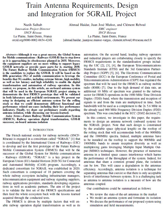 Results and publications – 5GRAIL